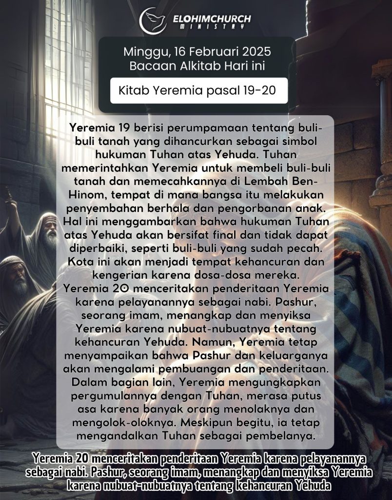 Bacaan Alkitab Minggu, 16 Februari 2025 - Elohim Ministry