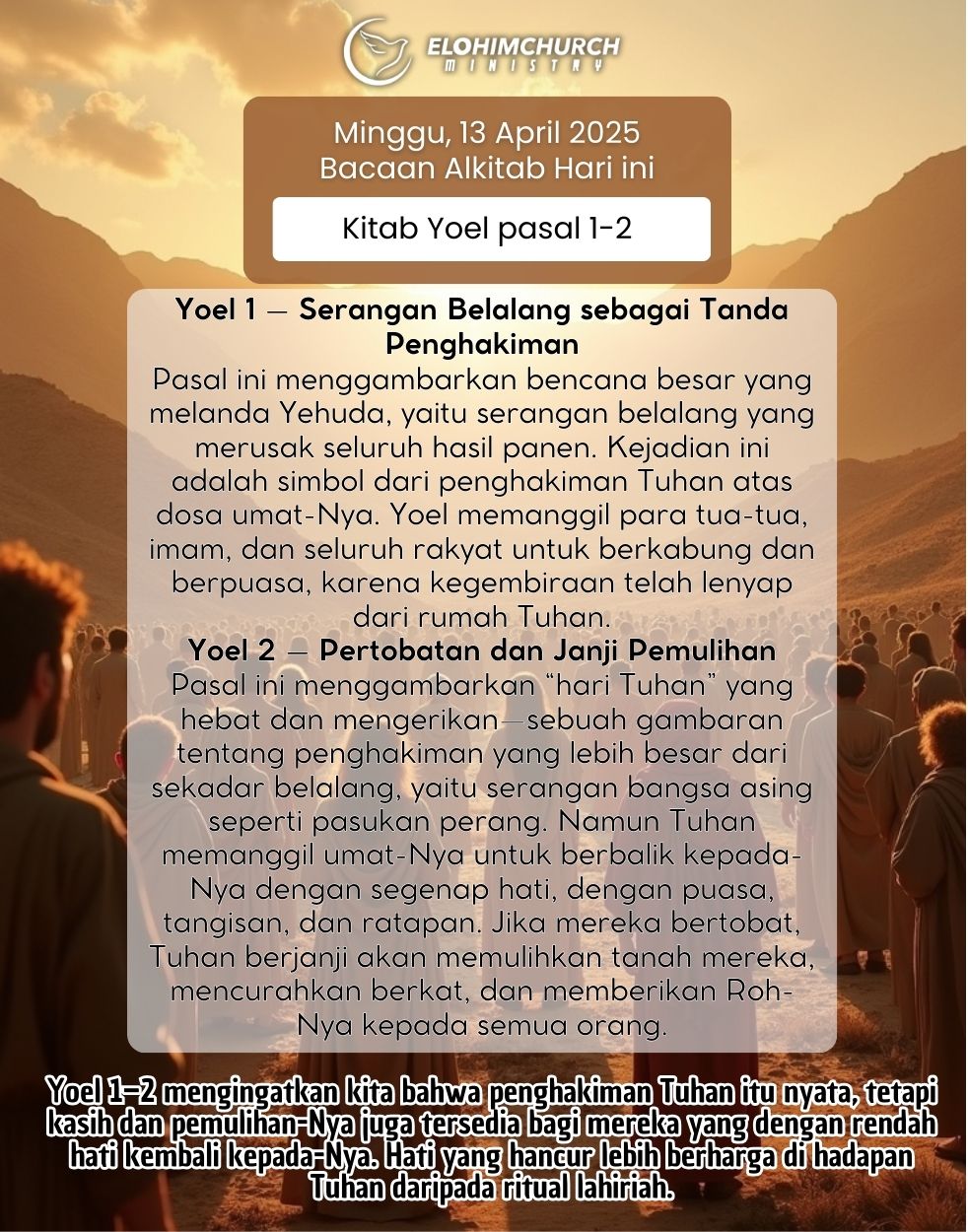Bacaan Alkitab Minggu, 13 April 2025 - Elohim Ministry