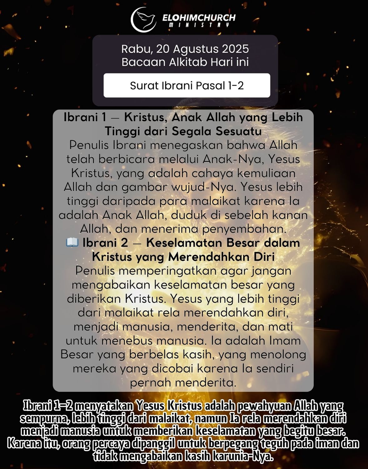 Bacaan Alkitab Surat Ibrani 1-2 - Elohim Ministry
